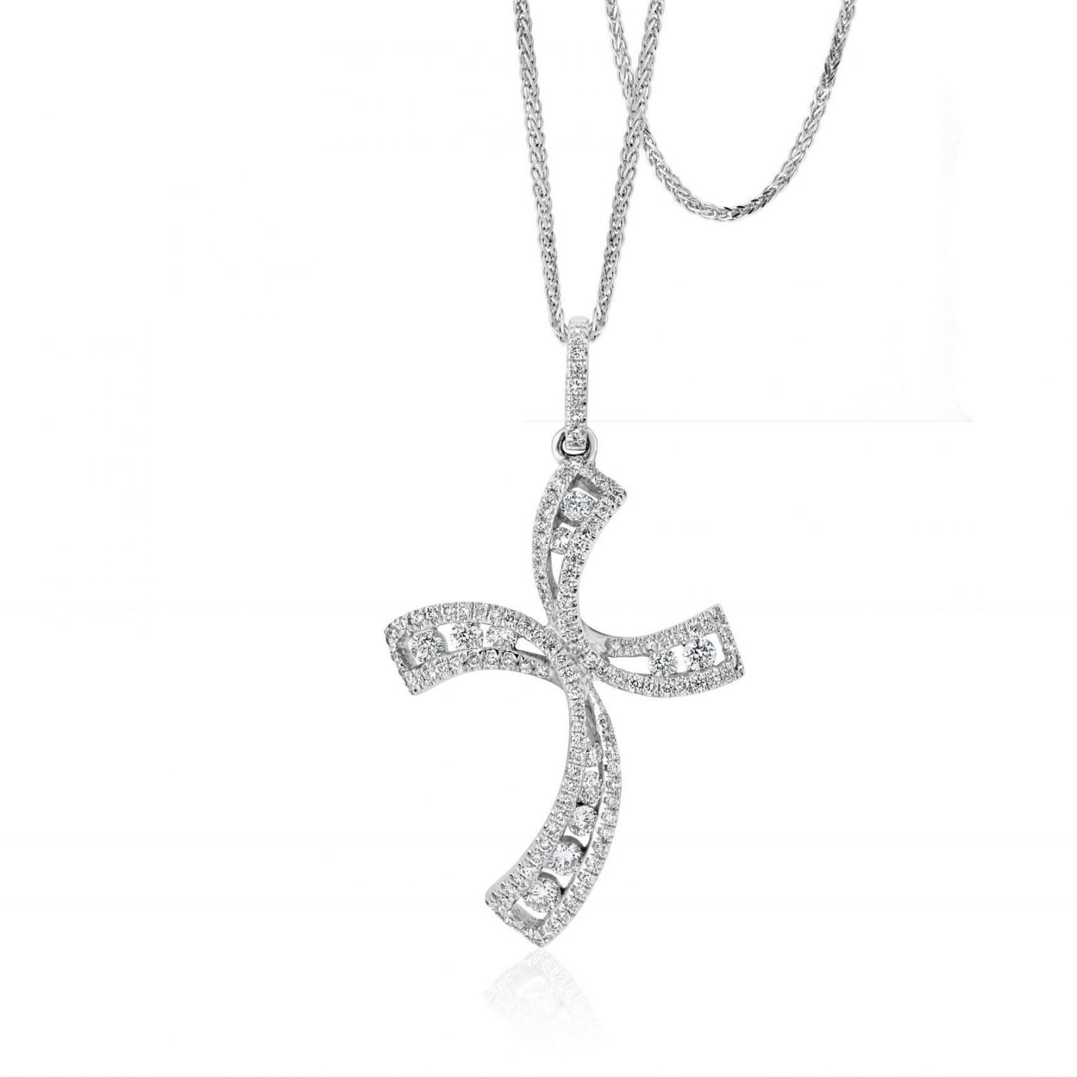 White Gold Diamond Cross Pendant – Timeless Brilliance